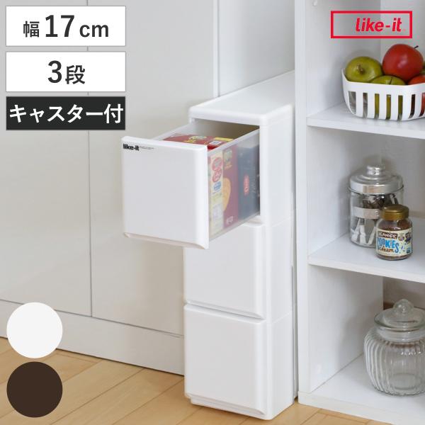 サイズ/約幅17×奥行42.2×高さ64cm※キャスターサイズ5cm込重量/約3.5kg内容量/1台材質/本体・引出し・パネル：ポリプロピレンキャスター：ポリプロピレン・スチール種類/ブラウン、ホワイト生産国/日本製キャスター/付き耐荷重/...