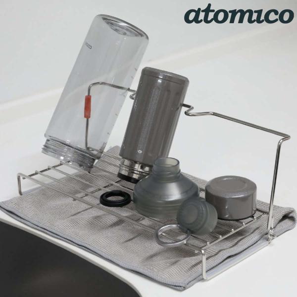 サイズ/約幅32×奥行14.5×高さ12.2cm収納時：約幅32×奥行12×高さ3.5cm重量/約265g内容量/1個材質/本体：ステンレス滑り止め・飾りパーツ：シリコーンゴム生産国/中国製●清潔にスマートに乾かせる、ボトルスタンドです。●...