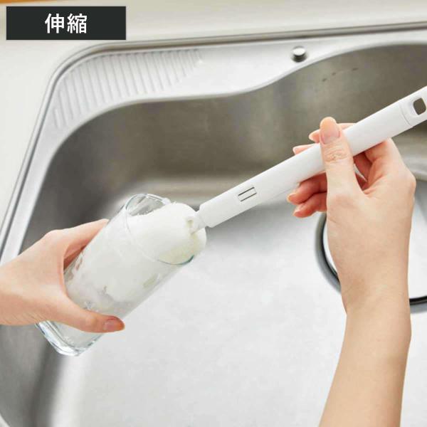 サイズ/約横5×縦37cm厚さ：約4.5cm収納時：約高さ28.2cm重量/約42g内容量/1本材質/柄：ABS樹脂、ポリプロピレンスポンジ：ナイロン不織布、ポリウレタンフォーム生産国/中国製耐熱温度/80度●手が届きにくいボトルの奥までラ...