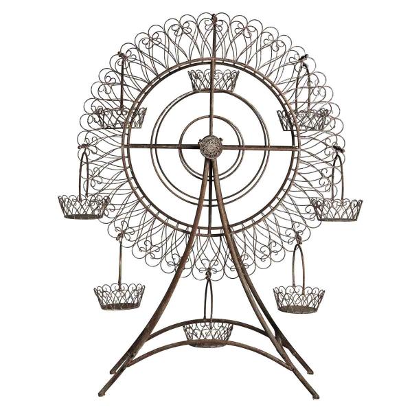 サイズ/約幅142×奥行51×高さ172cm内容量/1個材質/鉄生産国/中国製組立状態/お客様組立品●観覧車モチーフのフラワースタンドです。●錆び風の加工を施してアンティーク調に仕上げています。●ナチュラルな風合いが花や植物の美しさを引き立...