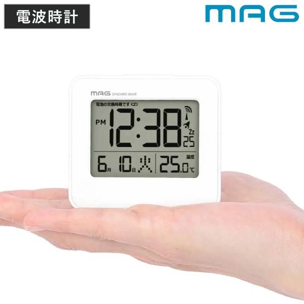 サイズ/約幅7.8×奥行3.8×高さ6.2cm重量/約75g内容量/1個材質/プラスチック生産国/中国製電源/単4形アルカリ乾電池×2（別売）●卓上にすっきり置けるコンパクトサイズながら、時刻・日付・温度・湿度を大きく表示する見やすいデジタ...