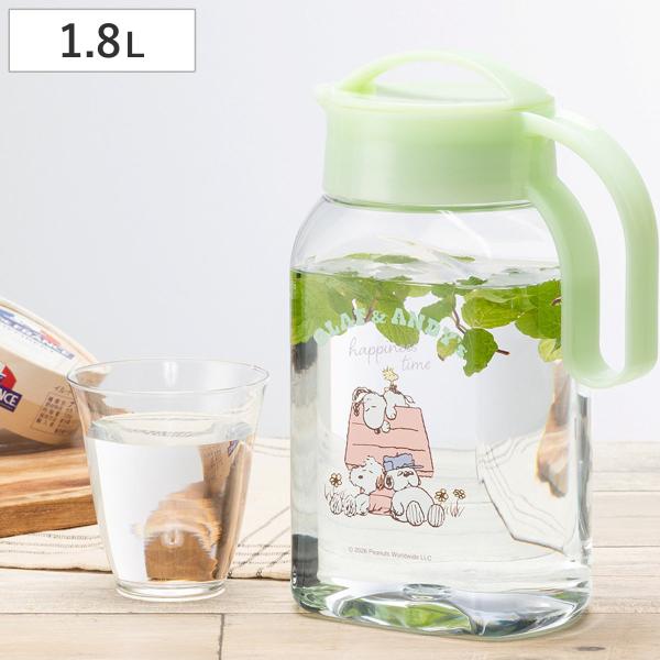 サイズ/約幅16.3×奥行10.2×高さ24.5cm重量/約278g容量/約1.8L内容量/1個材質/本体：AS樹脂フタ・キャップ：ポリプロピレンパッキン：シリコーン生産国/日本製食器洗い乾燥機/使用不可●スヌーピーがデザインされた冷水筒で...