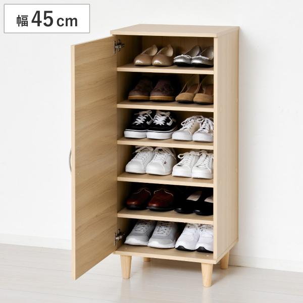 サイズ/約幅45×奥行36×高さ104.5cm重量/約22kg内容量/1台材質/本体：プリント紙化粧繊維板脚：天然木カラー/ナチュラル生産国/ベトナム製組立状態/お客様組立品●玄関の靴をすっきり収納できる、使いやすい扉付きタイプのシューズボ...