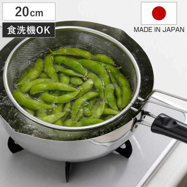 サイズ/約幅36×奥行20×高さ13cm内径：約18.5cm深さ：約8.7cm重量/約175g内容量/1個材質/18-8ステンレス生産国/日本製食器洗い乾燥機/使用可能対応サイズ/内径20cm以上の鍋●鍋に入れて使えるゆであげザル20cmで...