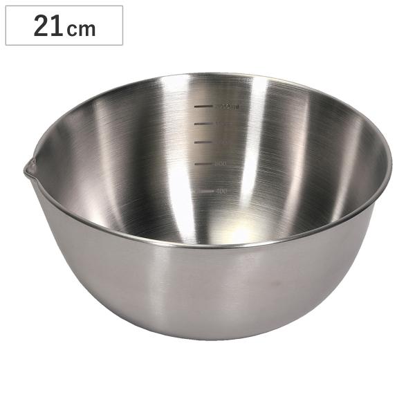サイズ/約幅23×奥行21.5×高さ10cm容量/約2.7L内容量/1個材質/ステンレス鋼生産国/中国製●丈夫で錆びにくいステンレス製のボウルです。●目盛りがついているので分量が一目で分かり便利です。●口出し付きなので液体を注ぐ時に液だれし...