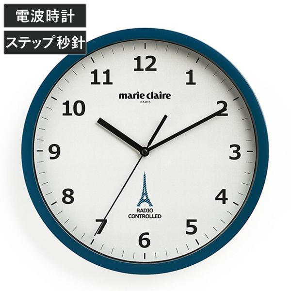 サイズ/約奥行4.5cm直径：約30cm重量/約570g内容量/1個材質/スチロール樹脂、PVC、ガラス生産国/中国製電源/単三電池×1本（モニター用電池付属）●落ち着いたネイビーカラーのフレームがおしゃれな、マリ・クレールの壁掛け時計です...