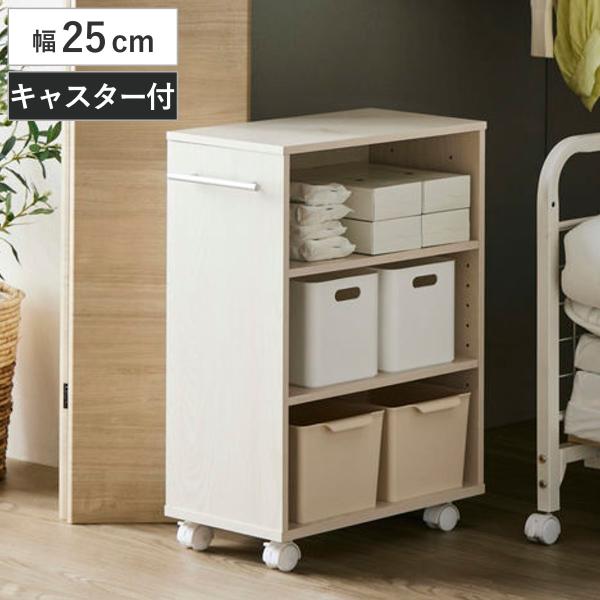 サイズ/約幅25.2×奥行45.2×高さ65cm重量/約7.3kg内容量/1台材質/本体：プリント化粧繊維板生産国/ベトナム製キャスター/付き耐荷重/約15kg棚板1枚あたり耐荷重/約5kg組立状態/お客様組立品梱包サイズ/64×29×10...