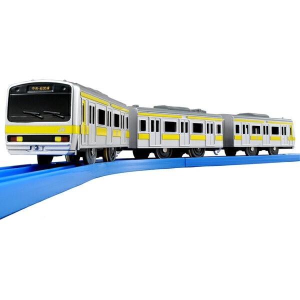 メカボックスが新しくなって更に遊びやすくなりました。中間車がサウンド車両です。車両を走行させると「ガタンガタン」と走行音がします。一定時間走行させると「警笛」が鳴ります。車両が停車すると「シューン、プシュー」とブレーキ音がします。※手転がし...