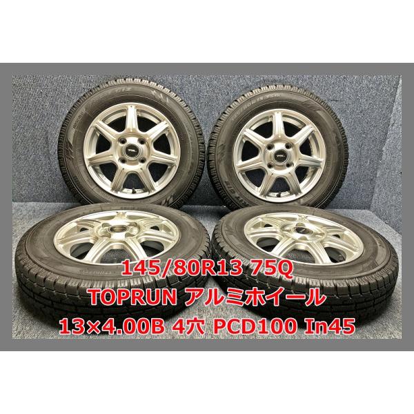 2022年製 145/80R13 75Q TOYO GARIT GIZ 中古 スタッドレス/中古 TOPRUN アルミホイール付き 4本 4穴 PCD:100 In45