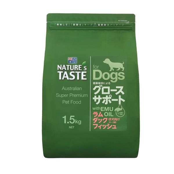 ＜ネイチャーズテイスト グロースサポート 仔犬向け [ラム＆ダック＆フィッシュ] 1.5kg【正規品】＞■「グロースサポート」は、アレルギー源となりにくい上質なラム、ダック、フィッシュなど複数のタンパク質を配合したマルチタンパク・レシピです...
