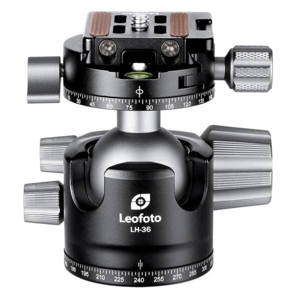 LH-36R上部のクイックリリースプレートと底部のパンニングベースがそれぞれ独立回転可能。よりアングルが自在に選べる自由雲台。クイックシューは回転ノブで締め付けて固定します。主な仕様ボール径：36mm　ベース径：52mm　高さ：84mm　耐...