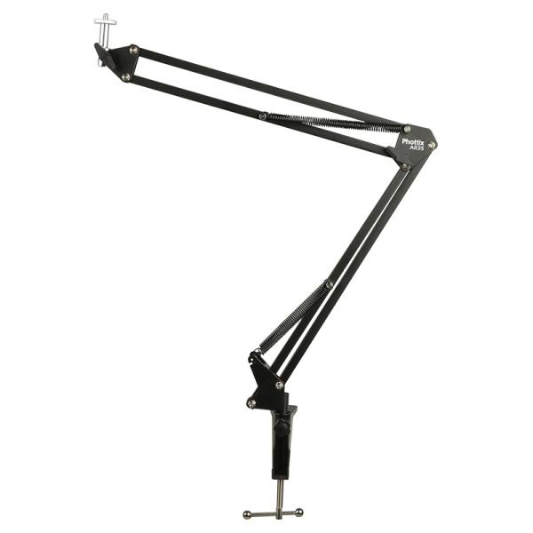 Phottix AR35 Boom Arm Stand デスクアーム式スタンドマイク・LEDライト・ウェブカメラ等が取付可能で、クランプを使用し簡単にテーブルに取り付けができます。ライブ配信等の作業を行いながら、機材の高さや角度を簡単に調節...