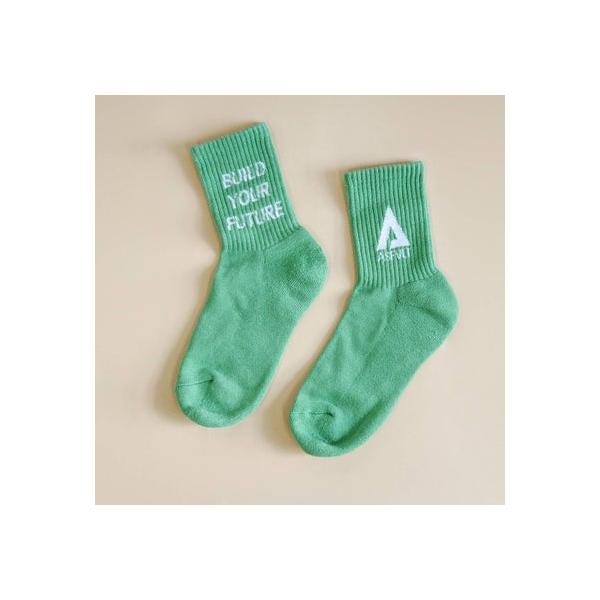 【発売日：2025年02月24日】【ブランド商品番号】asf-socks-logo gr-wh / 【ブランド名】ASFVLT（アスファルト） / 【色】GREEN WHITE / 【素材】その他合成繊維 / 【原産国】日本