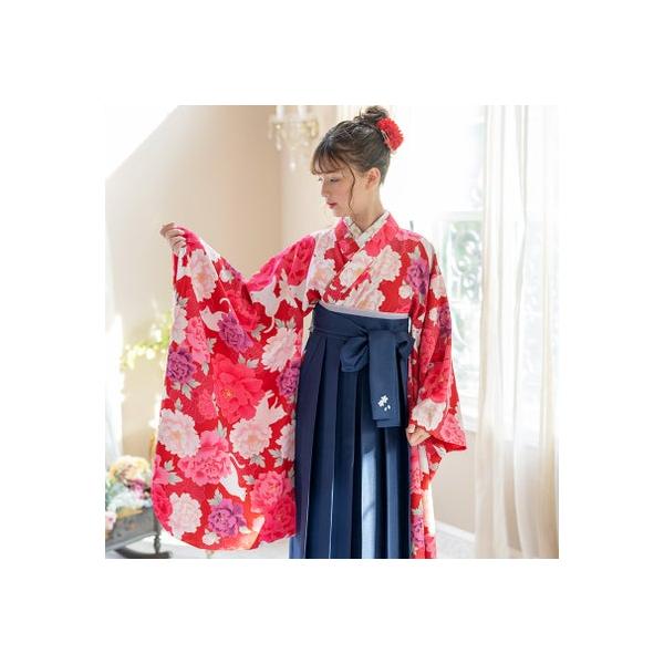 【発売日：2025年07月28日】【ブランド商品番号】HAKAST18 E3 / 【ブランド名】Catherine Cottage（キャサリンコテージ） / 【色】猫と芍薬赤×紺袴[E3] / 【素材】上衣：ポリエステル100％ 袴：ポリエ...