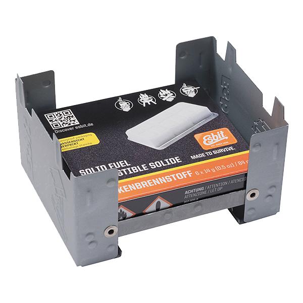 折りたたむことができ、ポケットに簡単にしまえるストーブ。キャンプ、登山、災害時のサバイバル用品として最適です。固形燃料ミリタリー（14g×6タブレット）付。サイズ： 収納時／98 × 77 × 23 mm重量： 85 g（固形燃料を除く）キ...