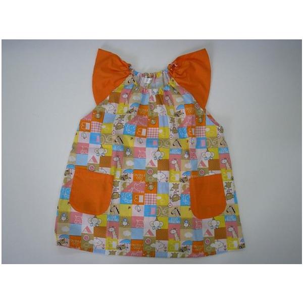 スモック 子ども用（園児用）スモック(オレンジ×かわいい動物達パッチワーク柄) 入園 入学（説明）●カラー：オレンジ×かわいい動物達パッチワーク柄●素材：綿100％●サイズ：120cm(着丈約53cm）●ポケット左右2つ付き●日本製お絵かき...