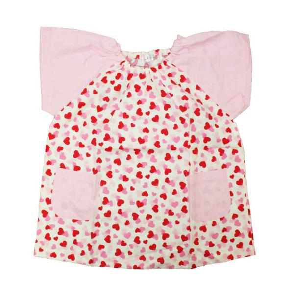 スモック 子ども用（園児用）スモック(白地ピンクハート柄)半袖 入園 入学(説明)●カラー：白地ピンクハート柄●素材：綿100％●サイズ：120cm(着丈約54cm）●ポケット左右2つ付き●日本製お絵かきや粘土遊び、お食事時間などこの幼児ス...
