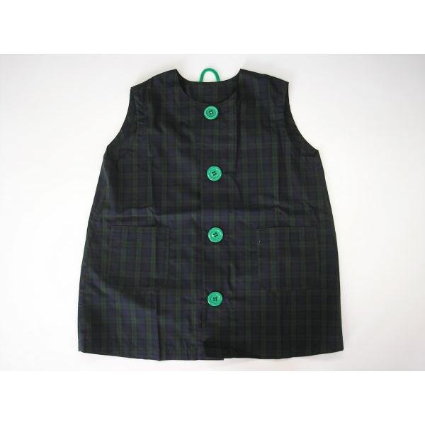 スモック 子ども用（園児用）袖なし 前開きスモック(ブラックウォッチ柄)ボタン 入園 入学(説明)●素材：綿100%●サイズ：120cm●着丈：55cm●両サイドポケットお絵かきや粘土遊び、お食事時間などこの幼児スモックがあれば安心です。な...