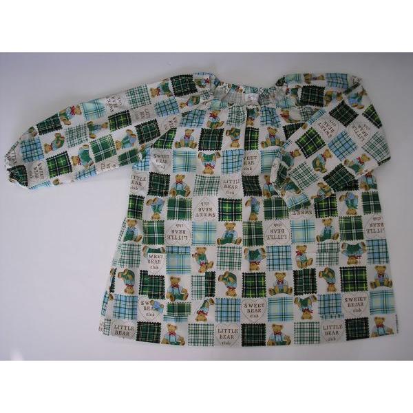 スモック 子ども用（園児用）かぶり長袖スモック(グリーンくまちゃん柄)長袖 入園 入学(説明)●カラー：(グリーンくまちゃん柄)長袖●素材：綿100％●サイズ：120cm(着丈約55cm）●日本製お絵かきや粘土遊び、お食事時間などこの幼児ス...