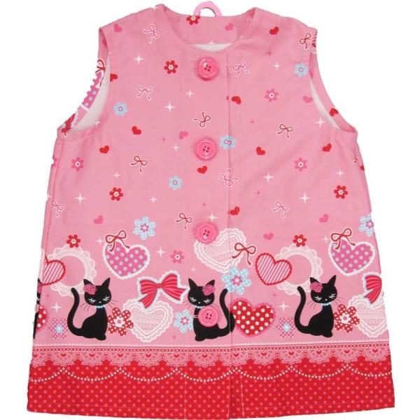 スモック　袖なし前開きスモック 【園児・幼児】(ピンク×かわいい猫柄)入園　入学　幼稚園　保育園　小学校(詳細)●素材：綿100%●サイズ：120cm●着丈：55cm●ポケット無し　スモック　袖なし前開きスモック 【園児・幼児】(ピンク×か...