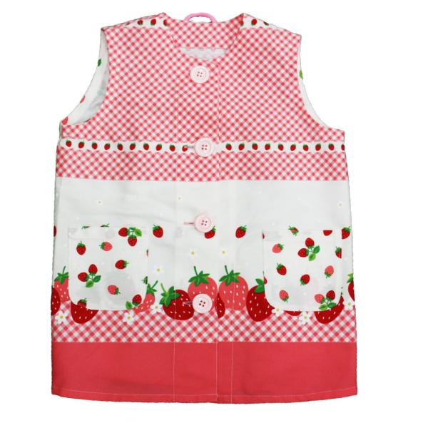 スモック　袖なし前開きスモック 【園児・幼児】(ピンク×大きいイチゴ柄)入園　入学　幼稚園　保育園　小学校(詳細)●素材：綿100%●サイズ：120cm●着丈：53cm●両サイドポケットスモック　袖なし前開きスモック 【園児・幼児】(ピンク...