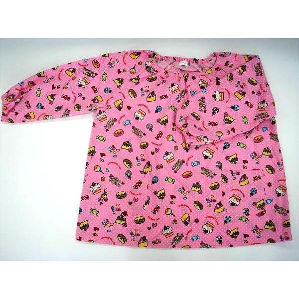 子ども用（園児用）かぶり長袖スモック(ピンクドットスイーツ)長袖   入園 入学(説明)●カラー：(ピンクドットスイーツ)長袖●素材：綿100％●サイズ：120cm(着丈約55cm）●日本製お絵かきや粘土遊び、お食事時間などこの幼児スモック...