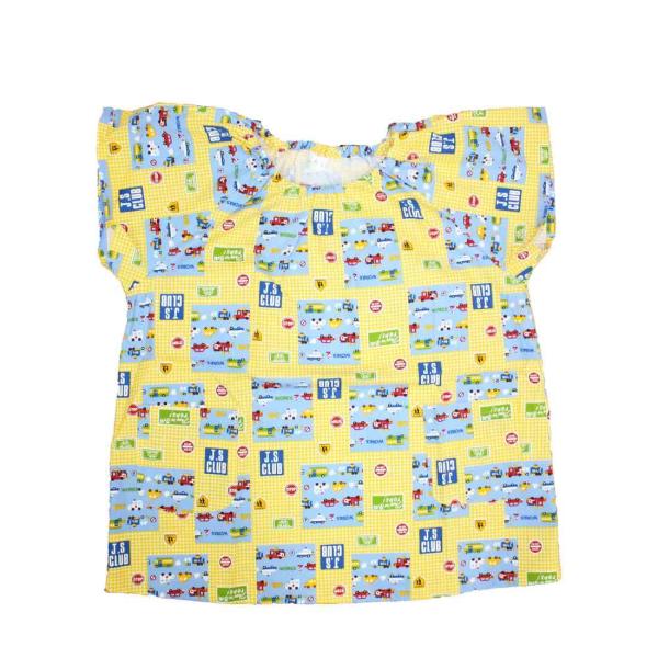 スモック 【園児・幼児】半袖スモック(イエローチェックブルー車柄)半袖 入園　入学　幼稚園　保育園　小学校(詳細)●カラー：イエローチェックブルー車柄●素材：綿100％●サイズ：120cm(着丈約55cm）●ポケット左右2つ付き●日本製スモ...