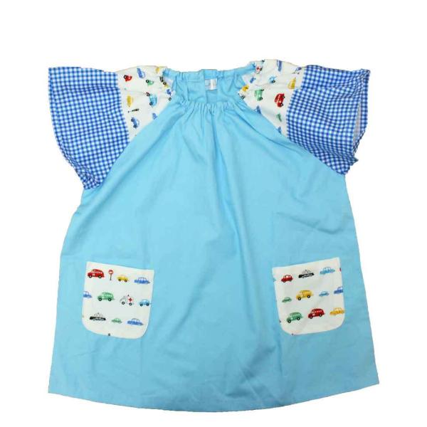 スモック　半袖スモック 【園児・幼児】(ブルー×自動車 )入園　入学　幼稚園　保育園　小学校(詳細)●素材：綿100%●サイズ：120cm●着丈：55cm●両サイドポケットスモック　半袖スモック 【園児・幼児】(ブルー×自動車 )入園　入学...