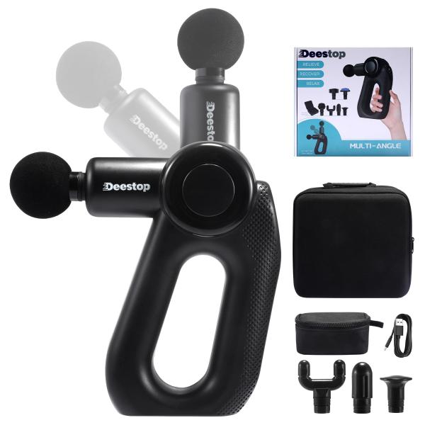 【2WAY仕様】Deestop 筋膜リリースガン ハンディガン Type-C急速充電 静音 5段階強力振動 超軽量 4ヘッド付属 収納ケース＆日本語取扱説明書付き 女性 男性 父の日 母の日 プレゼント お祝い クリスマス 新年ギフト (B...