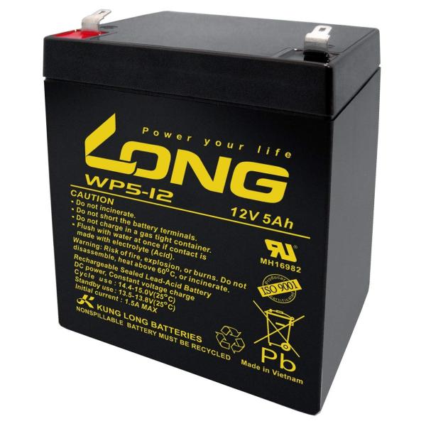 ロング (KUNG LONG BATTERIES) 産業用鉛蓄電池 (12V-5Ah) NP5-12/互換 (標準系) WP5-12端子形状:ファストン端子(F2)(No,250) ※別途画像(Specifications)の仕様書をご確認...