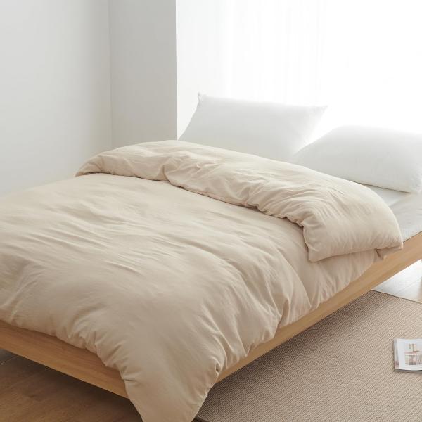 クモリ(Kumori) 掛け布団カバー セミダブル 洗いざらし 吸湿速乾 素肌にやさしい 柔らかい しっとり ピーチスキン シワ加工 丸洗いOK オールシーズン 布団カバー 掛ふとんカバー (セミダブル・170X210cm アイボリー)【商...