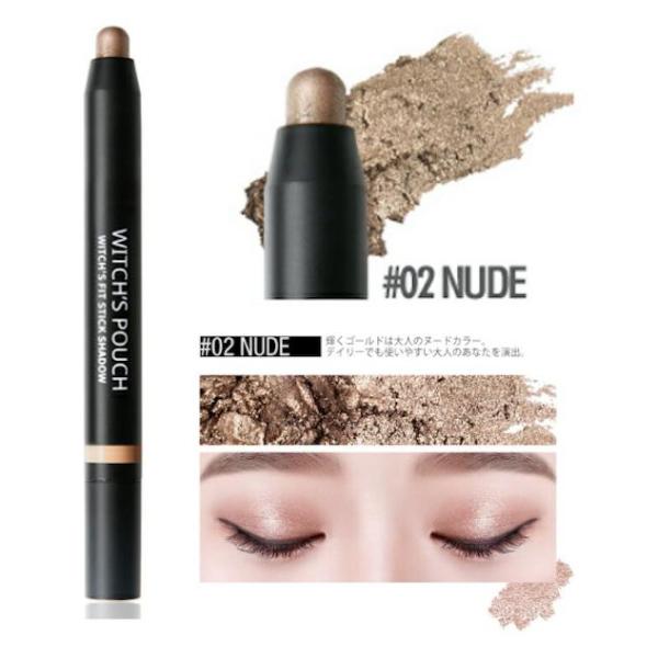 水にも汗にも強い。強力密着のスティックシャドウ！韓国コスメ Witch’s Pouch ウィッチズポーチ 02 ヌード NUDEです。輝くゴールドは大人のヌードカラー！デイリーでも使いやすい大人のあなたを演出！今までにない強力密着が、あなた...