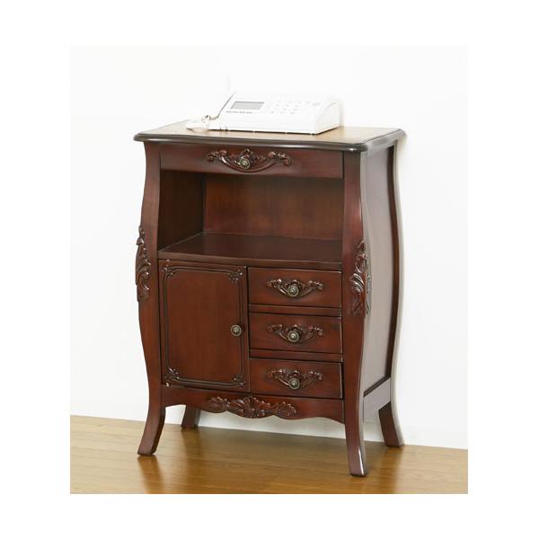 天板はレザー調の特殊な仕上げになっておりますので、高級感があります。手彫り仕上げ、引出内部の底はフェルト貼りなど、細部にまで工夫を凝らしております。玄関やリビングでもお使いください。商品番号20-92172-28575組立状態完成品（新品）...