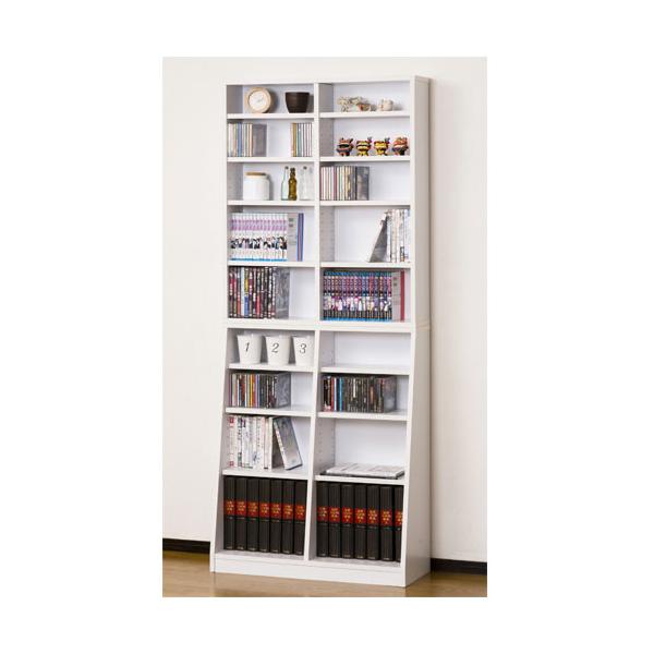 奥行が浅い上段はCDやDVD、文庫本などの収納に、奥行の深い下段は百科事典などを収納できます。棚板はすべて可動、収納物の高さに合わせて設置できるので、ムダがありません。下部は斜めにカットされているので安定感があり、また上段・下段が独立してい...