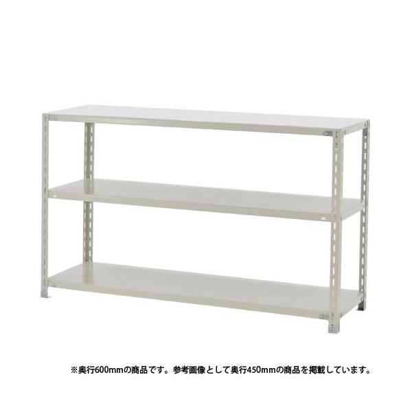 アングル材と棚板をボルトで固定するシンプルなスチール製ラックです。棚板は50mm間隔で上下変更可能です。商品番号62-YS-B133S-W-03組立品（新品）付属品W型コーナープレート（L用×4ヶ・R用×4ヶ）、ベースプレート（4ヶ）、 固...