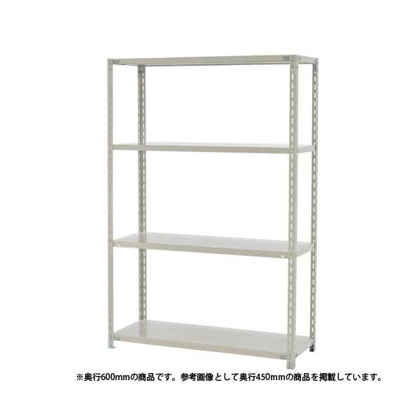 アングル材と棚板をボルトで固定するシンプルなスチール製ラックです。棚板は50mm間隔で上下変更可能です。商品番号62-YS-B423S-W-04組立品（新品）付属品W型コーナープレート（L用×4ヶ・R用×4ヶ）、ベースプレート（4ヶ）、 固...