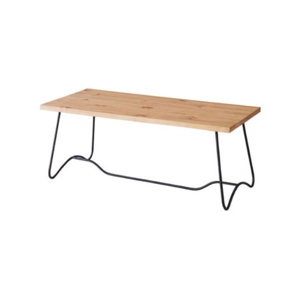 天然木のナチュラルさが魅力！天然木天板と細いアイアン脚の組合せがおしゃれなセンターテーブルです。シンプルなデザインで天然木の温かみを感じるアイテムです。リビングをスタイリッシュに演出します。商品番号RNW-111MBR完成品(新品)※天板の...