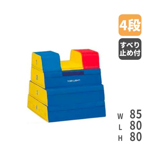 子供の恐怖心を和らげるソフトタイプ！やわらかな感触と凹型の頭部が「できそう！」の気持ちを引き出す跳び箱です。頭部は着脱式なので閉脚跳びにも開脚跳びにも対応できます。各段はマジックテープで固定でき、裏面にすべり止めが付いています。幼児や小学校...