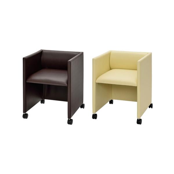ゆったりフォーマルな雰囲気の応接チェア。ソファほど場所を取らず、肘はデスクの下に収まる高さです。キャスター付きで立ち座りもスムーズに行えます。商品番号68-RFC-FPRP組立状態お客様組立の商品（新品）カラーダークブラウン、アイボリーサイ...