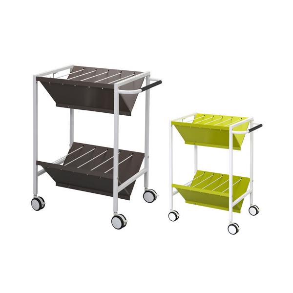 カルテやファイルの整理、運搬に便利なスチール製のファイルワゴン。ハンドルとフック（1個）がついています。4個のキャスターにはすべてストッパーがついています。商品番号68-RFFR2-ST組立状態お客様組立の商品（新品）カラーブラウン、グリー...