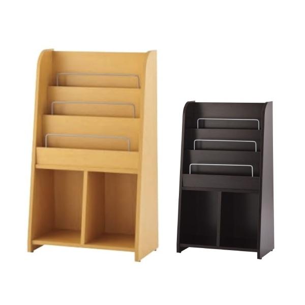 雑誌やパンフレットを豊富に収納できる木製マガジンラック。1段にA4サイズが2列で収納できます。オフィス、店舗、病院等の待合室やロビー・受付に最適です。商品番号68-RFMR2-H組立状態お客様組立の商品（新品）カラーナチュラルC、ダークNサ...