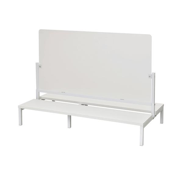 1台で2人分のデスク上スペースを有効活用できる対面席向けの机上台。台上にPCモニター、下にキーボード等を収納できるため机上の作業スペースが広がります。アクリルパネル付きで対面からの視線を遮ることができ、飛沫感染対策にも役立ちます。商品番号6...