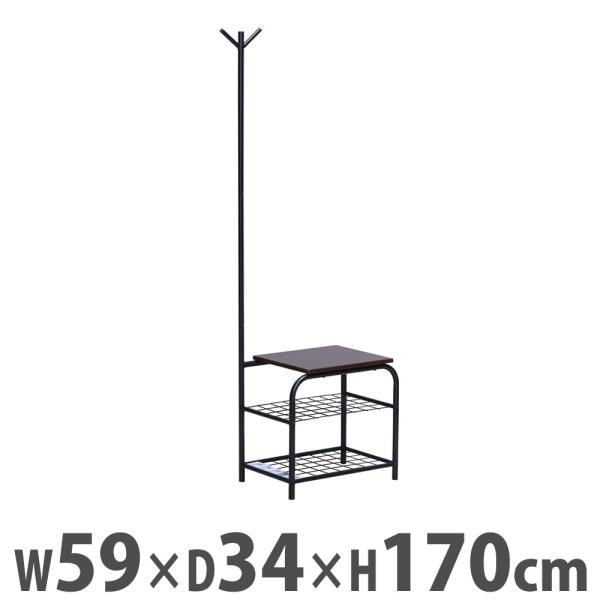 コート掛け、手荷物置き、さらには傘立てとしても利用できる1台3役のマルチな機能を備えており、限られたスペースを最大限に活用できるウッドラックです。商品番号71-CH07A組立状態お客様組立の商品（新品）特記事項−付属品−カラーポール・フレー...