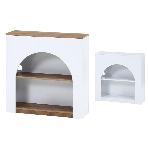 アーチ型のデザインが印象的なマントルピースです。棚の上段サイドにはコード穴がついているので、スタンドライトなどのコードもスッキリ収納できます。コンパクトなため、リビングやキッチンカウンター、ベッドサイドなど様々なシーンで活躍します。商品番号...