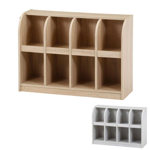 絵本やおもちゃをまとめて収納できる大容量のキッズラックです。収納スペース8つに区切られているので用途を決めて使いやすく、お子様のお片付けトレーニングにも役立ちます。隠しキャスター付きなので、お掃除の際の移動も楽々です。バッグや帽子を引っ掛け...