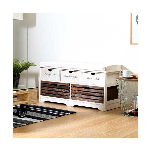 味わいのあるアンティーク風仕上げ！収納に適した桐素材使用。ベンチにも使用できます。落ち着いたナチュラルなお部屋を演出してみませんか。商品番号FL11A-6149完成品（新品）サイズ全体：幅900 × 奥行350 × 高さ460mm耐荷重(全...