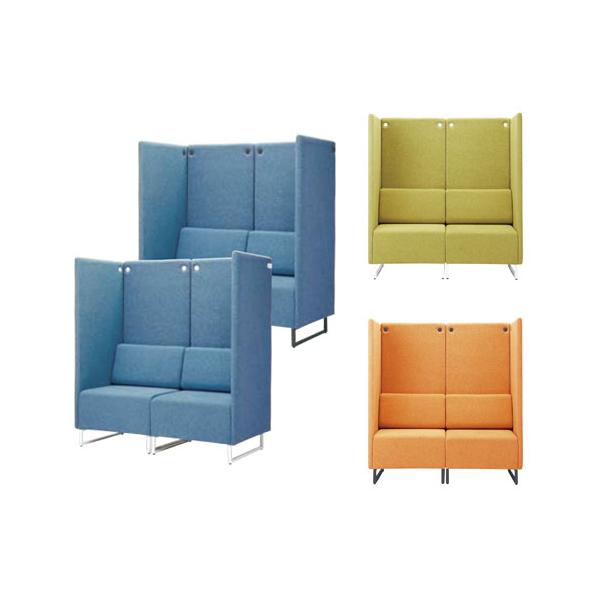 手軽にパーソナルスペースを確立できるハイバックのパネル付きソファ。商品番号HLDP-C2組立状態お客様組立の商品（新品）カラー脚部：ホワイト、ブラック張地：オレンジ、ブルー、イエローグリーンサイズ外寸：幅1270×奥行646×高さ1360（...