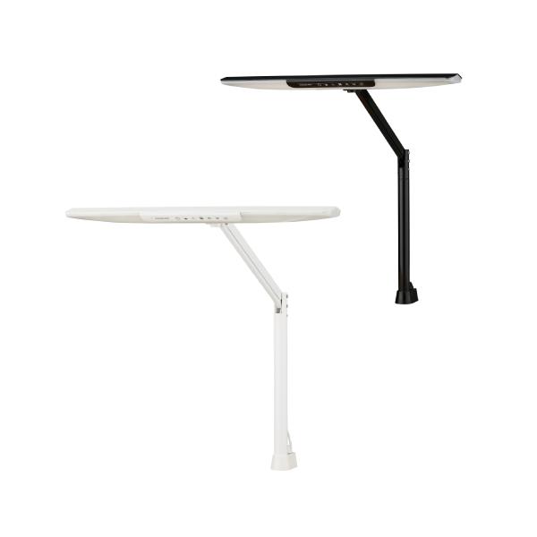 クランプ式のLED卓上スタンドライト。商品番号KF-ECL-11組立状態一部組立が必要な商品（新品）特記事項※クランプ取付部板厚18mm以上35mm以下　取付部奥行30mm以上付属品ACアダプタカラーホワイト、ブラックサイズ外寸：幅520（...