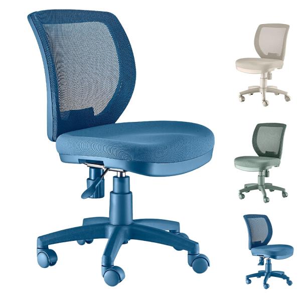 生地からキャスターまで同じ色で統一したオシャレなデスクチェアです。商品番号KG-FZCM-24組立状態お客様組立の商品（新品）カラーグレージュ、グリーン、ブルーサイズ外寸：幅520×奥行560×高さ825〜935mm外寸（オプション肘掛け取...