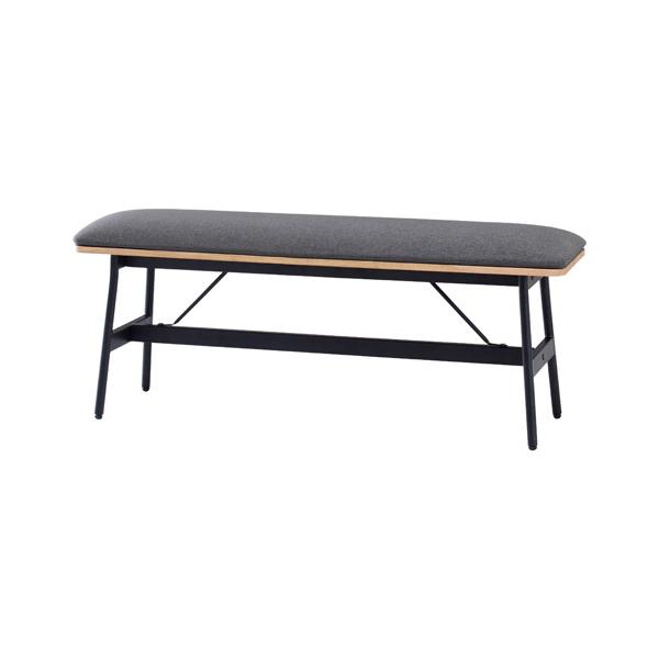 ウッドとスチール、ファブリックの異素材が魅力的なベンチです。座面張地はカバーリング仕様です。ダイニングシーンからワークシーンまで幅広くご使用いただけます。  商品番号KGLMDB001FCGR組立状態お客様組立の商品（新品）カラーチャコール...